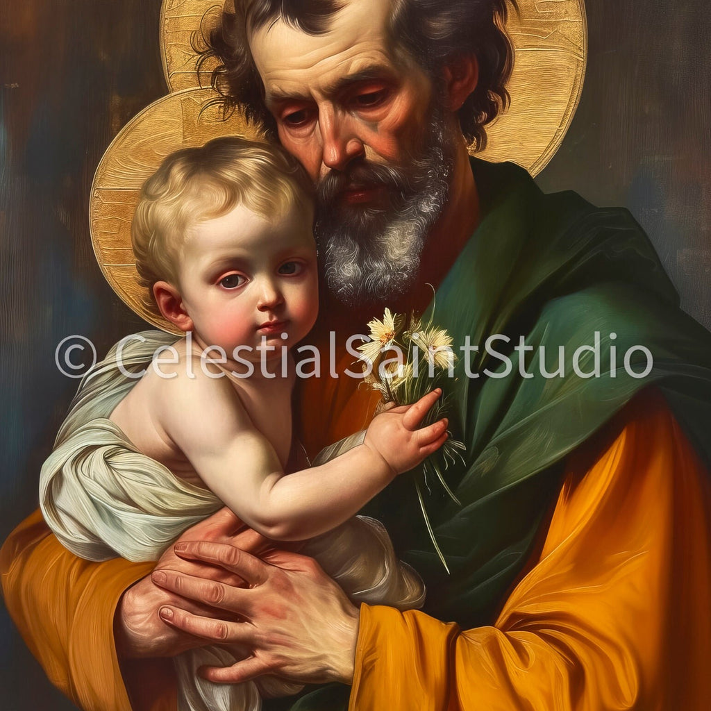 St. Joseph Digital Oil Painting | Catholic Art Download ...