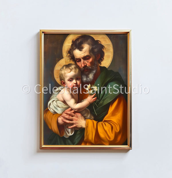 St. Joseph Digital Oil Painting | Catholic Art Download ...