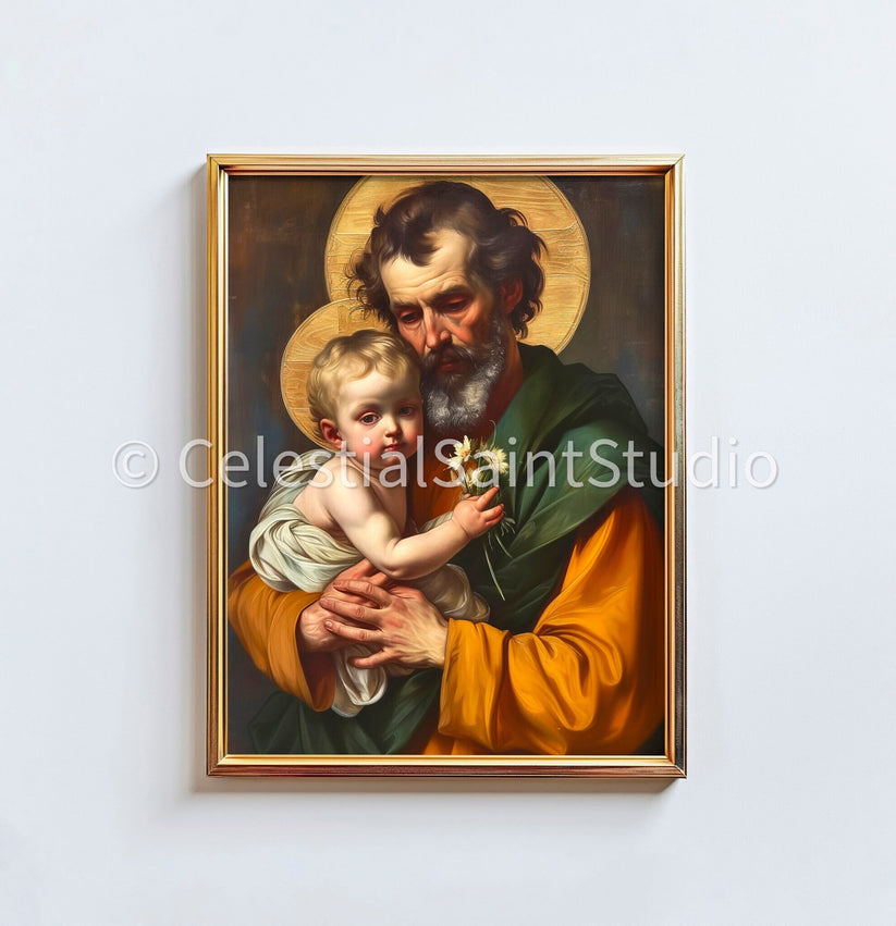 St. Joseph Digital Oil Painting | Catholic Art Download ...