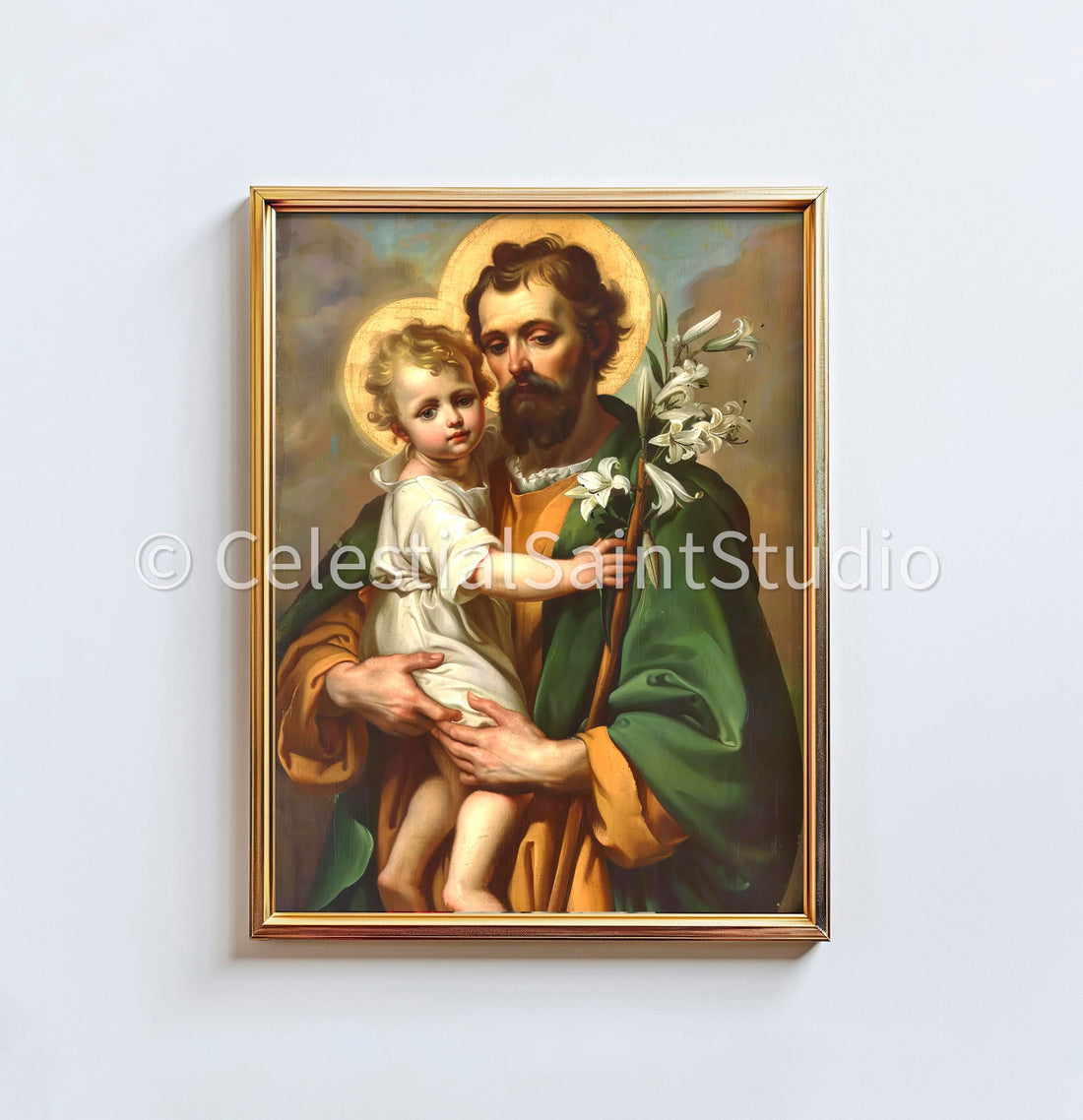 St. Joseph Digital Oil Painting | Catholic Art Print – CelestialSaintStudio